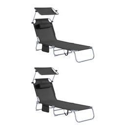 sobuy SONNENLIEGE 2er Set Schwarz