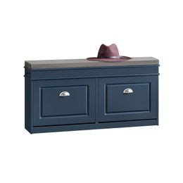 sobuy SCHUHBANK mit Sitzfl&auml;che und 2 Klappen, Blau 104x52x24cm