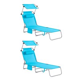 sobuy SONNENLIEGE 2er Set Blau