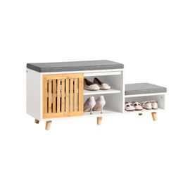 sobuy SCHUHBANK Wei&szlig;-Natur