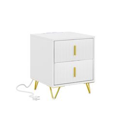 sobuy NACHTTISCH mit Schubladen und Steckdosen FBT115-E-W