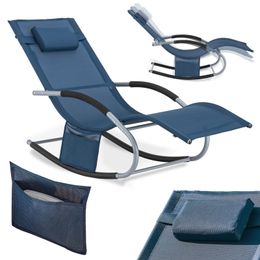 sobuy SONNENLIEGE mit Kopfkissen, Gartenliege bis 150kg, Denimblue