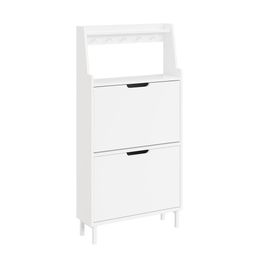 sobuy SCHUHSCHRANK mit 2 T&uuml;ren Wei&szlig; 60x19x119cm Modern