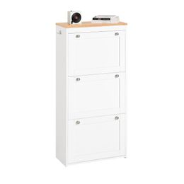 sobuy SCHUHSCHRANK Wei&szlig;-Natur
