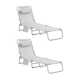 sobuy SONNENLIEGE 2er Set Beige