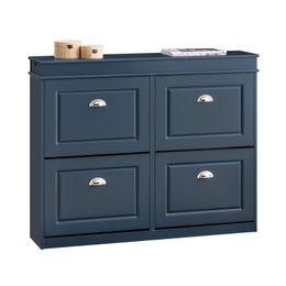 sobuy SCHUHKIPPER Blau, Schuhschrank mit 4 Klappen