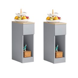 sobuy NACHTTISCH 2er Set, Hellgrau, 20x60x35cm