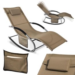 sobuy SONNENLIEGE mit Kopfkissen, Gartenliege bis 150kg, Braun