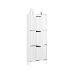 sobuy SCHUHSCHRANK mit 3 Klappen, Wei&szlig; 50x130x19cm