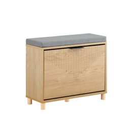 sobuy SCHUHBANK mit Sitzfl&auml;che, Natur+Grau