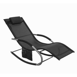 sobuy SONNENLIEGE mit Kopfkissen, Gartenliege bis 150kg, Schwarz