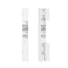 sobuy HOCHSCHRANK Wei&szlig;, Badezimmerschrank schmal 20x20x180 cm