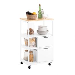 sobuy K&Uuml;CHENWAGEN mit 2 Schubladen und 3 Ablagen, Wei&szlig; 89x53x37cm