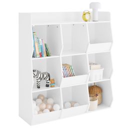sobuy KINDERREGAL mit 9 offenen F&auml;chern, 95x105x34cm, Wei&szlig;