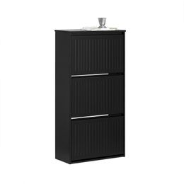 sobuy SCHUHSCHRANK mit 3 Klappen Schwarz