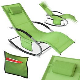 sobuy SONNENLIEGE mit Kopfkissen, Gartenliege bis 150kg, Gr&uuml;n