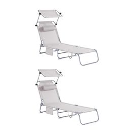 sobuy SONNENLIEGE 2er Set Beige