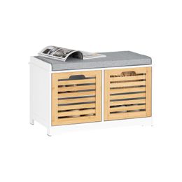 sobuy SCHUHBANK Wei&szlig;-Natur
