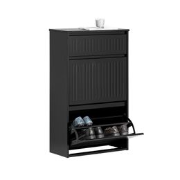 sobuy SCHUHKIPPER mit 2 Klappen, 61x101x26cm Schwarz