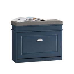 sobuy SCHUHBANK mit Sitzkissen Blau 75x52x24cm
