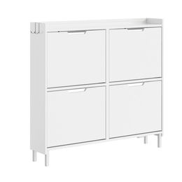 sobuy SCHUHSCHRANK 4 T&uuml;ren Wei&szlig; 100x19x93cm Modern