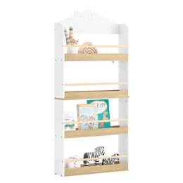 sobuy KINDER B&Uuml;CHERREGAL mit 4 Ablagen, Wei&szlig;