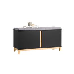 sobuy SCHUHBANK Schwarz-Natur