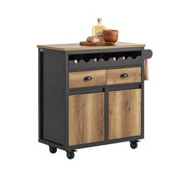 sobuy K&Uuml;CHENINSEL rollbar Vintagebraun-Schwarz