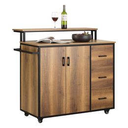 sobuy K&Uuml;CHENINSEL rollbar Vintage Braun