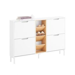 sobuy SCHUHSCHRANK Wei&szlig;-Natur