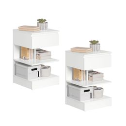 sobuy NACHTTISCH 2er Set, Beistelltisch Wei&szlig; 39x39x65 cm