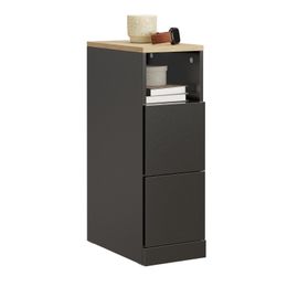 sobuy NACHTTISCH schmal mit 2 Schubladen, 20x35x60cm Schwarz