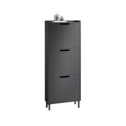 sobuy SCHUHSCHRANK mit 3 Klappen, Schwarz 50x129x19cm