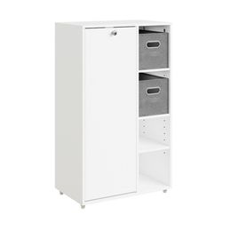 sobuy HOCHSCHRANK mit offenen F&auml;chern und T&uuml;r BZR218-W