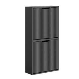 sobuy SCHUHSCHRANK mit 2 T&uuml;ren Schwarz 50x19x100cm Modern