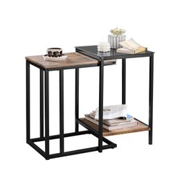 sobuy COUCHTISCH 2er Set Schwarz