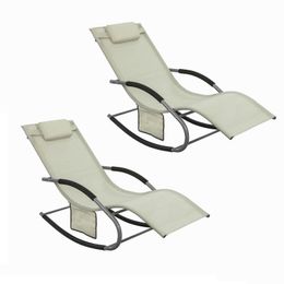 sobuy SONNENLIEGE 2 Personen, Gartenliege bis 150kg, Beige
