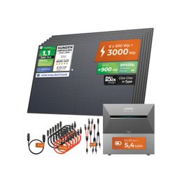 Solarway&reg; All In One Balkonkraftwerk mit Speicher 3000W komplett Steckdose - 5,4 kWh Anker SOLIX 3 PRO Speicher - Solaranlage Komplettset - 500W bifaziale Solarmodule & Anker Speicher & Zubeh&ouml;r