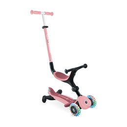 Globber GO-UP ACTIVE LIGHTS 360 &ndash; 3 in 1 Aufsitzrad, Laufrad und Scooter, 120/80 mm, 3-r&auml;drig, h&ouml;henverstellbar, rosa