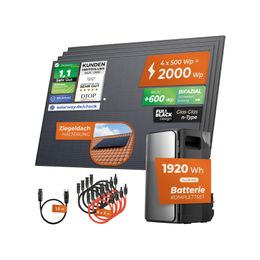 Solarway&reg; 2000Wp / 800W Balkonkraftwerk mit 1,9kWh Speicher komplett Steckdose - 1,9 kWh EcoFlow STREAM Ultra - Solaranlage Komplettset - 500W Solarmodule & EcoFlow Speicher & Zubeh&ouml;r
