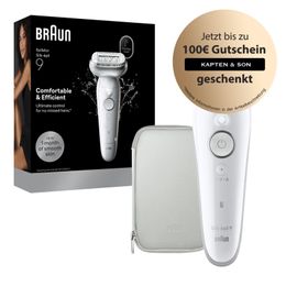 Braun Silk&middot;&eacute;pil 9, Wet & Dry, Langanhaltend glatte Haut, 9-000 Epilierer (Braun Epilierer mit 40 MicroGrip-Pinzetten, breiter schwenkbarer Kopf, Massagerollenaufsatz, inkl. Tasche, Reinigungsb&uuml;rste, Ladekabel)