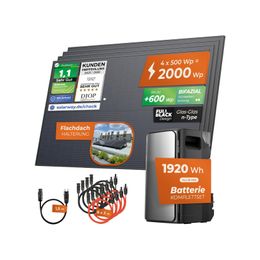 Solarway&reg; 2000Wp / 800W Balkonkraftwerk mit 1,9kWh Speicher komplett Steckdose - 1,9 kWh EcoFlow STREAM Ultra - Solaranlage Komplettset - 500W Solarmodule & EcoFlow Speicher & Zubeh&ouml;r