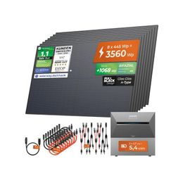 Solarway&reg; All In One Balkonkraftwerk mit Speicher 3560W komplett Steckdose - 5,4 kWh Anker SOLIX 3 PRO Speicher - Solaranlage Komplettset - 445W bifaziale Solarmodule & Anker Speicher & Zubeh&ouml;r