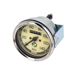 Tachometer 140km/h rund 80mm mit Puch Logo f&uuml;r Puch Monza, MS, MV