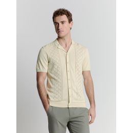 T-Shirt NO EXCESS "NO EXCESS Poloshirt mit kurzen &Auml;rmeln", Herren, Gr. XXL, beige (beigemeliert), 100% baumwolle, Shirts T-Shirt