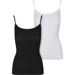 Muskelshirt Urban Classics "Urban Classics Ladies Tank Top 2-Pack", Jungen, Gr. L, schwarz, wei&szlig;, 95% Viskose, 5% Elasthan, unifarben, normal, Rundhals, Shirts