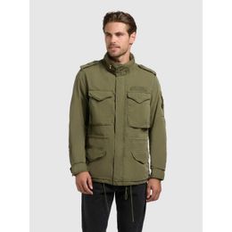 Fieldjacket Khujo "OVIN", Herren, Gr. M, olive, Web, 70% Baumwolle, 30% Nylon, unifarben, regular fit h&uuml;ftlang, eingesetzt mit Druckkn&ouml;pfen, Jacken