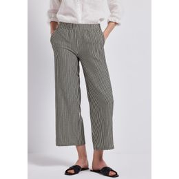 Stoffhose Street One, Damen, Gr. 42, L&auml;nge 28, schwarz, Stoff, 69% Viskose, 28% Baumwolle, 3% Elasthan, gestreift, loose fit kn&ouml;chelfrei, Hosen Stoffhose, im Loose Fit