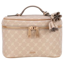 JOOP! Kosmetiktasche JOOP "cortina 1.0 flora washbag mhz", Damen, Gr. B/H/T: 24cm x 17cm x 13cm, beige (sesame), Lederimitat, bedruckt, Taschen Kosmetiktasche, Schminktasche Beautycase Kulturbeutel