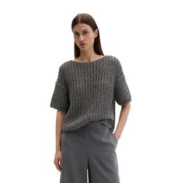 Marc O'Polo Strickpullover MARC O'POLO "aus B&auml;ndchengarn", Damen, Gr. S, oxide grau, Obermaterial: 75% Baumwolle, 25% Polyester, unifarben, U-Boot-Ausschnitt, Pullover Strickpullover